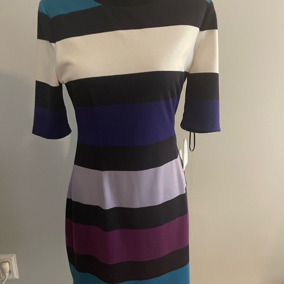 Jessica Simpson | Dresses | Jessica Simpson Black And Cream Midi Sheath ...